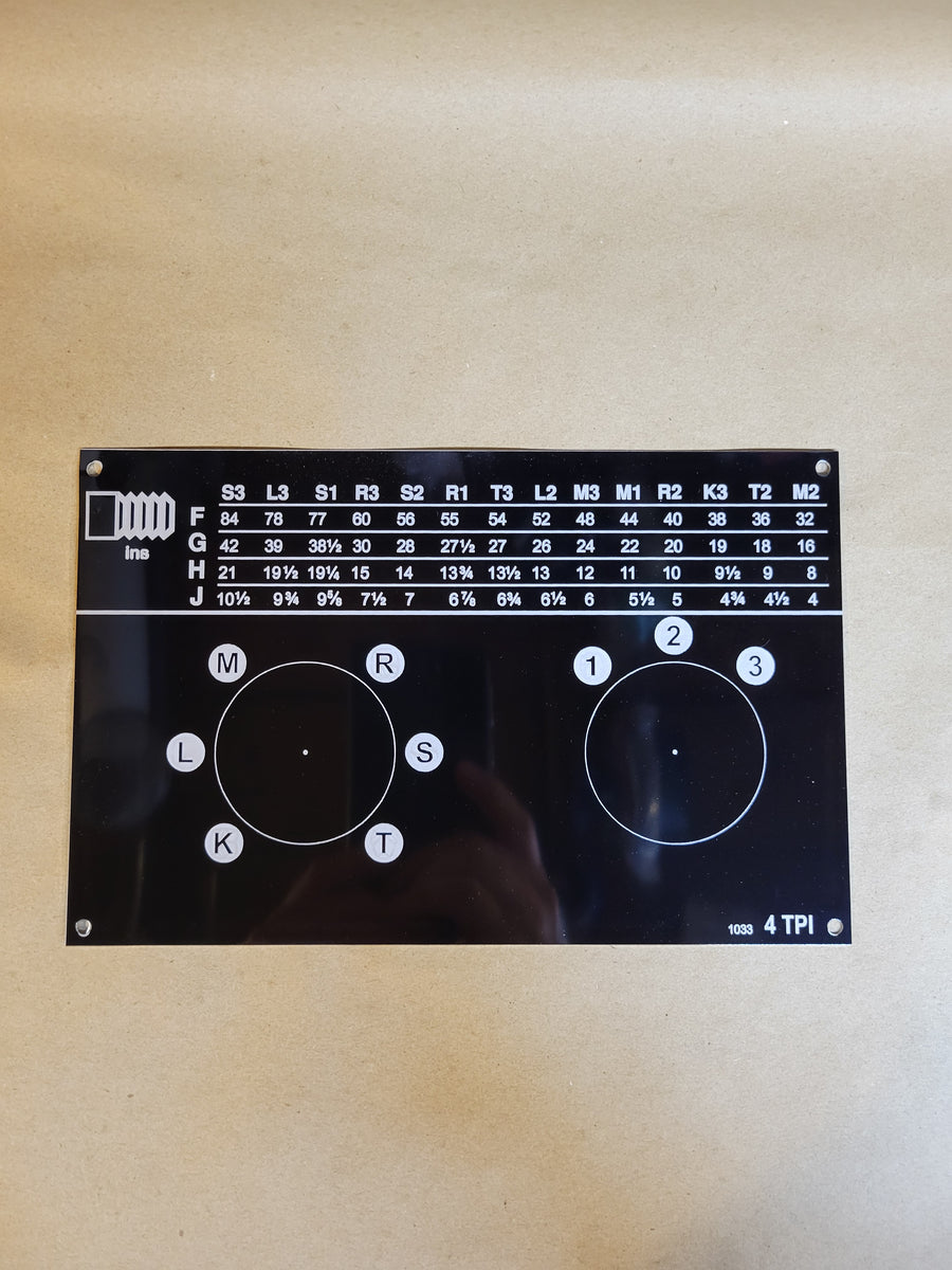 Clausing 11" - Harrison M250 - Plate # 1033 TPI Tag Badge Plate - Thre ...